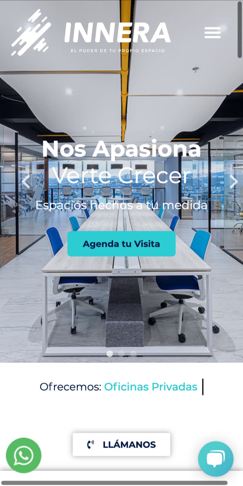 Diseño web de la empresa Innera oficinas virtuales