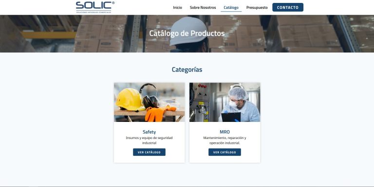 Desarrollo de catálogo en línea de la empresa Grupo Solic