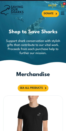Desarrollo de tienda en línea para Saving Our Sharks Foundation